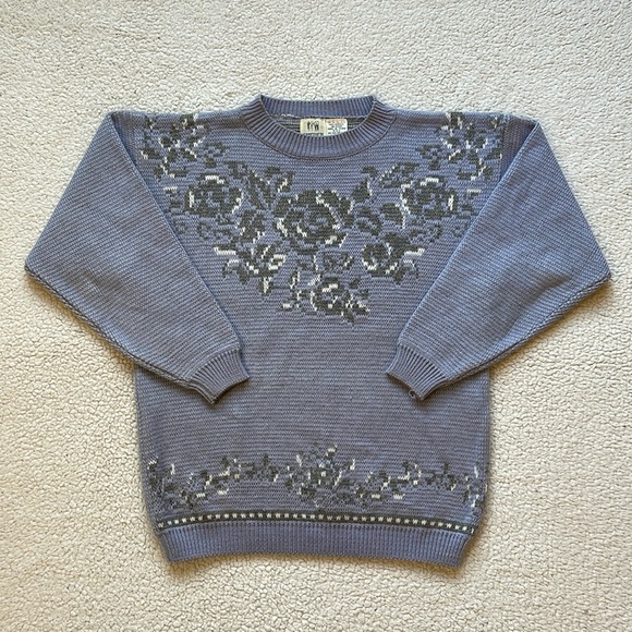 Together | Sweaters | Vintage 8s90s Faded Lavender Floral Pattern Knit ...